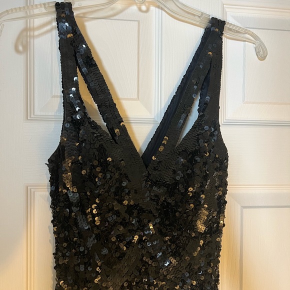 Cassandra Stone | Dresses | Cassandra Store Long Black Sequin Gown With ...